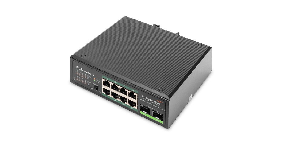 Digitus Interruptor Gigabit PoE+ industrial de 8 puertos con 2 puertos ...