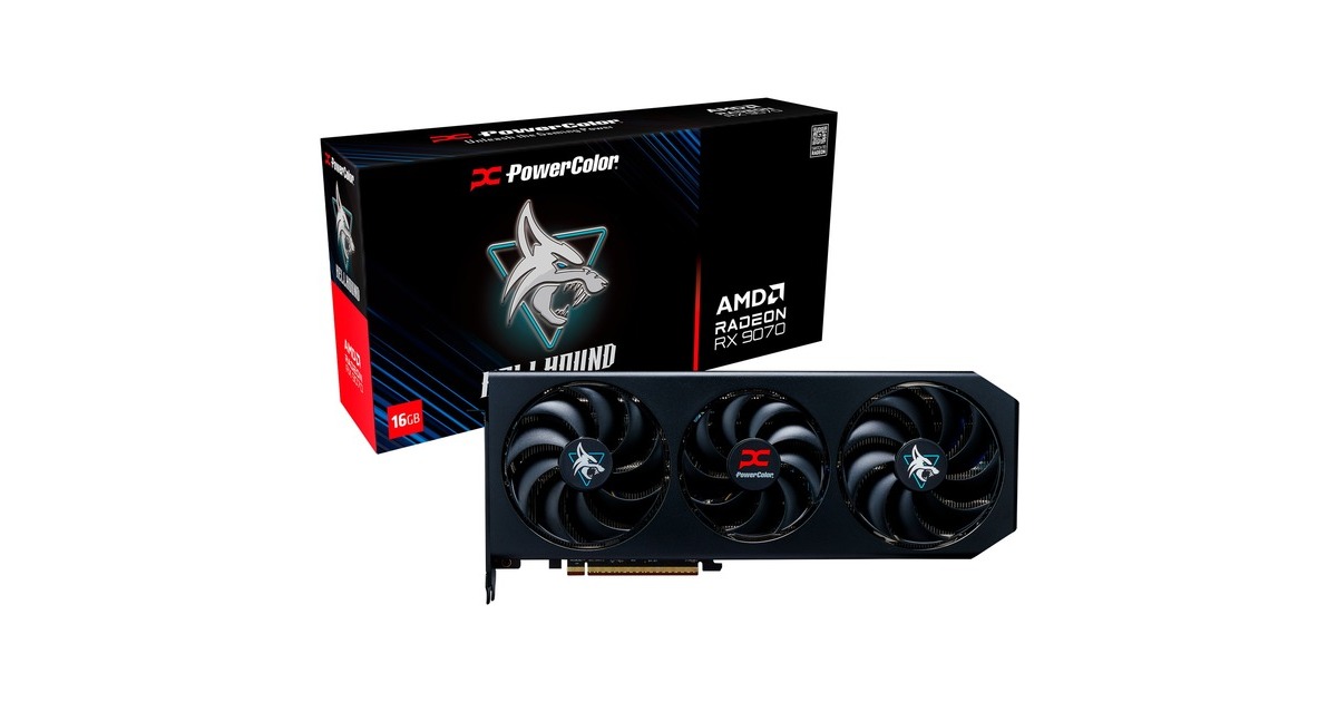PowerColor Radeon RX 9070 Hellhound 16GB OC, Tarjeta gráfica negro