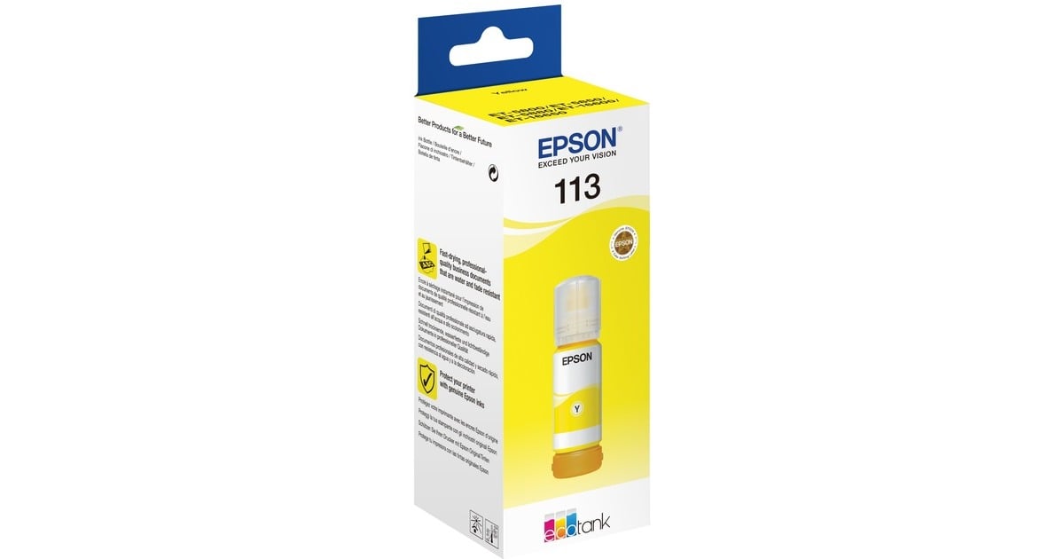 Epson 113 EcoTank Pigment Yellow ink bottle, Tinta Amarillo, Epson ...